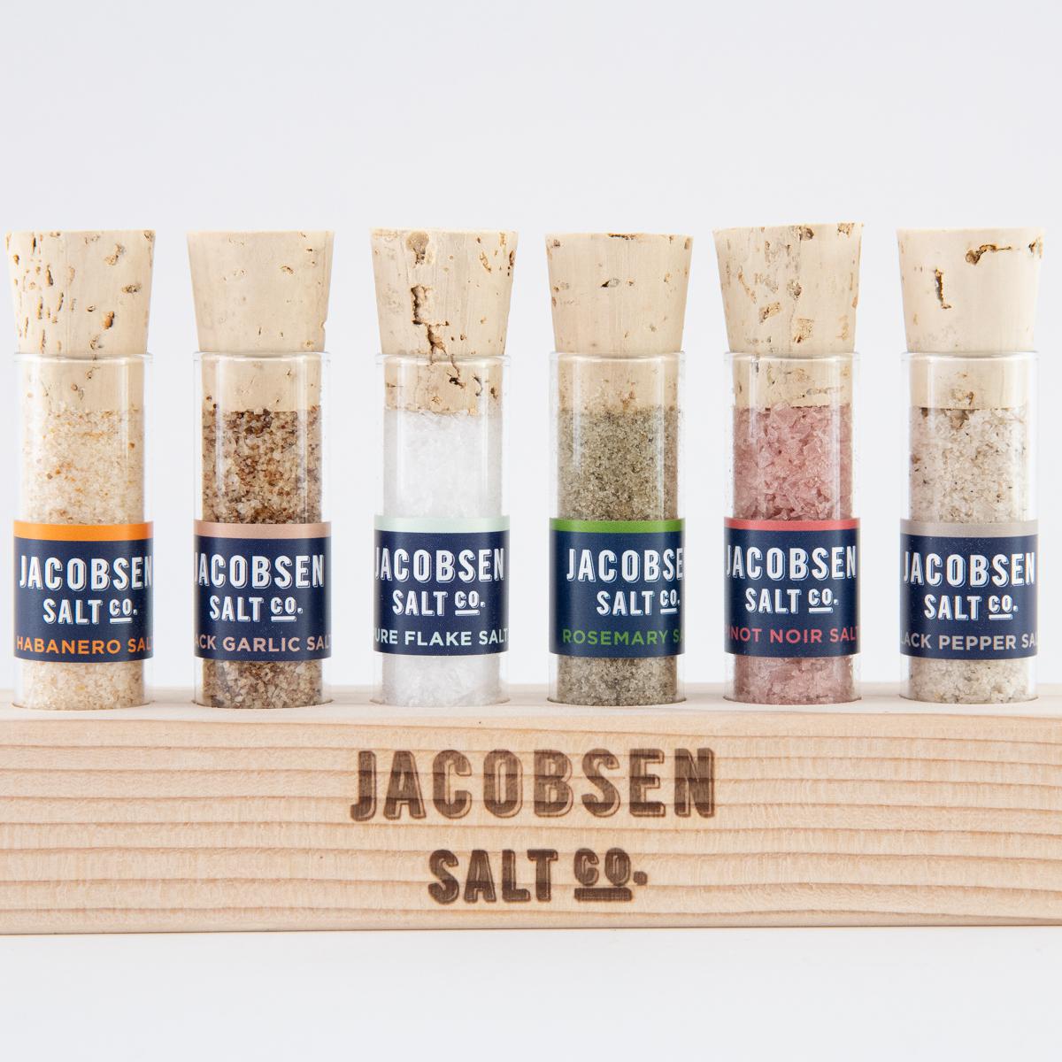 Jacobsen Salt Co. Infused Salt Vial Set With Branded Wood Stand | Made ...