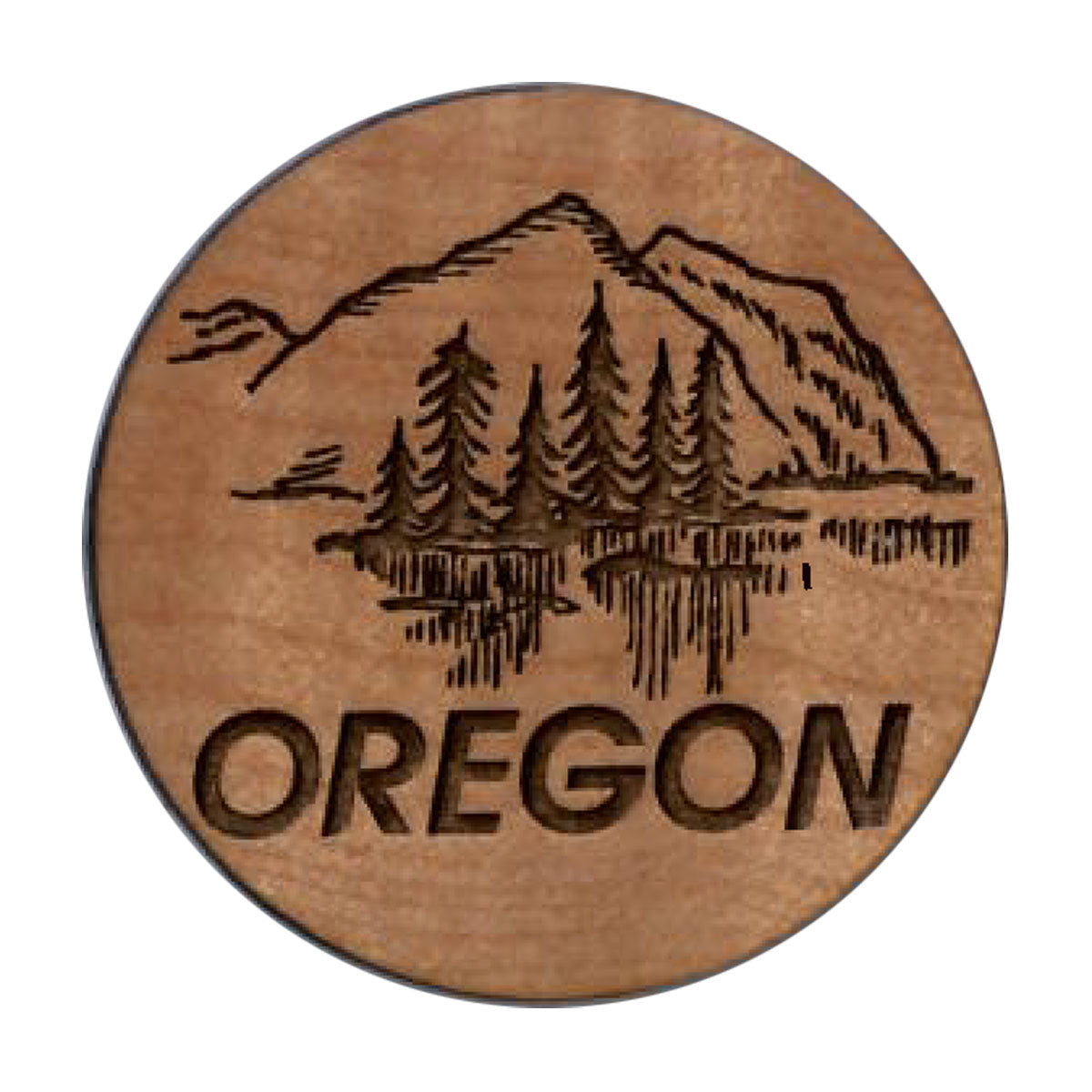 Engraved Wood Oregon Mountain Magnet : Made In Oregon